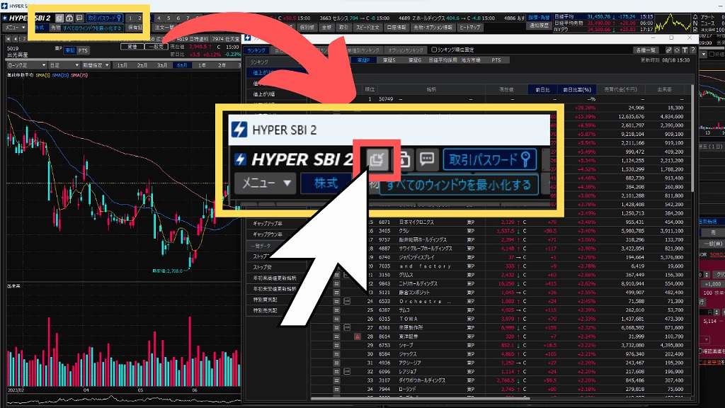 【PC初心者向け】SBI証券「ハイパーSBI2」画面を分割する方法